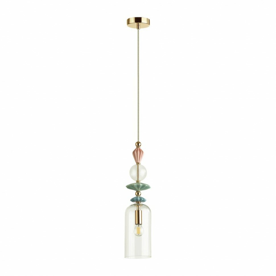 Odeon Light 4855/1 CLASSIC ODL_EX22 195 золото/раноцветн./керамика/стекло Подвес E14 1*40W 4855/1 BIZET