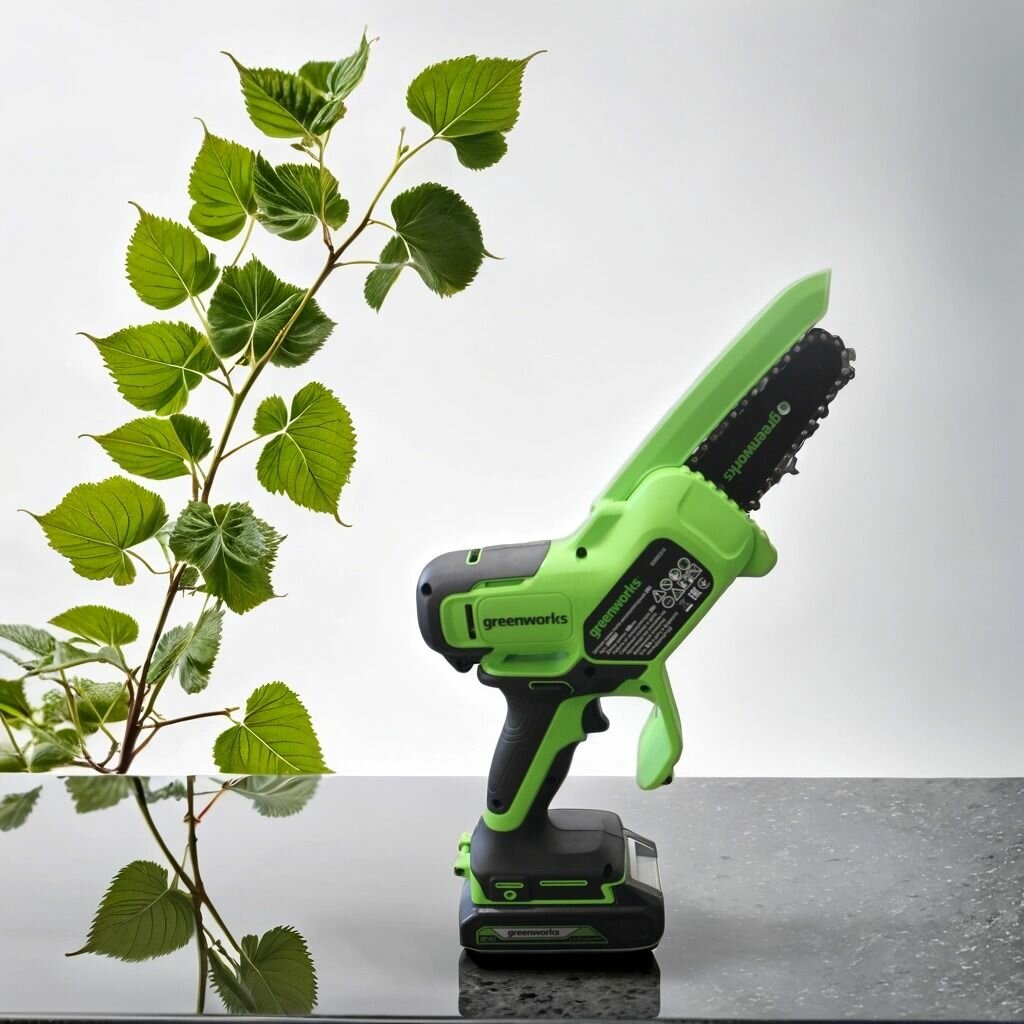 Пила мини цепная аккумуляторная Greenworks G24MCS10