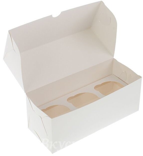 Упаковка для капкейков 3 ячейки Белая (Набор из 11 шт.)