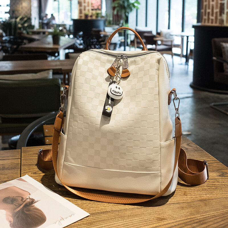 Рюкзак женский Compact White, мягкая экокожа, бежевого цвета