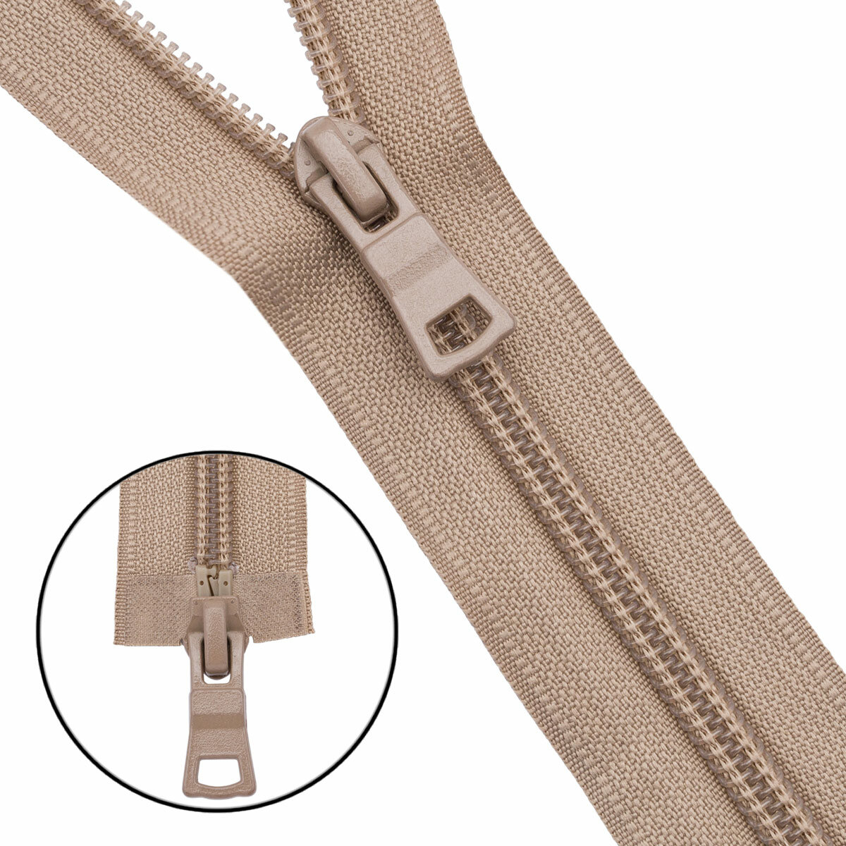 Молния спиральная разъемная 70 см, 10 шт, Т7, 2 замка, Айрис (128 бежево-серый)