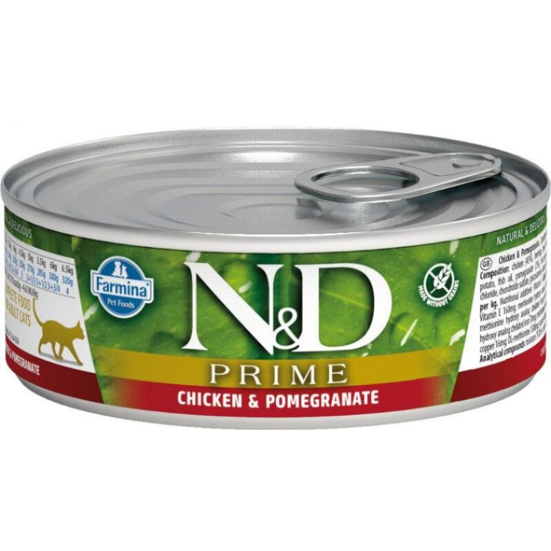 Влажный корм Farmina N&D Cat Prime для кошек, курица и гранат, 6 штук по 70 гр