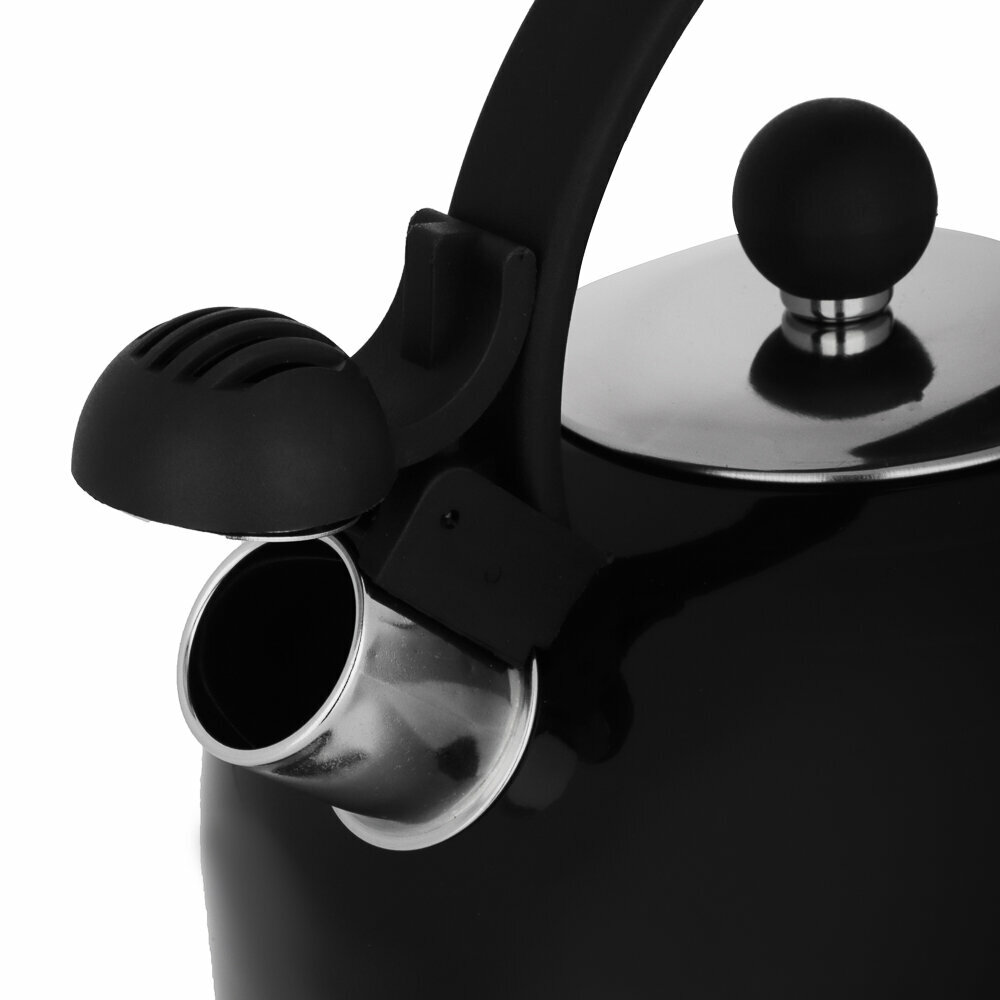 Чайник стальной 2,5 л "Новара" индукция, черный со, свистком