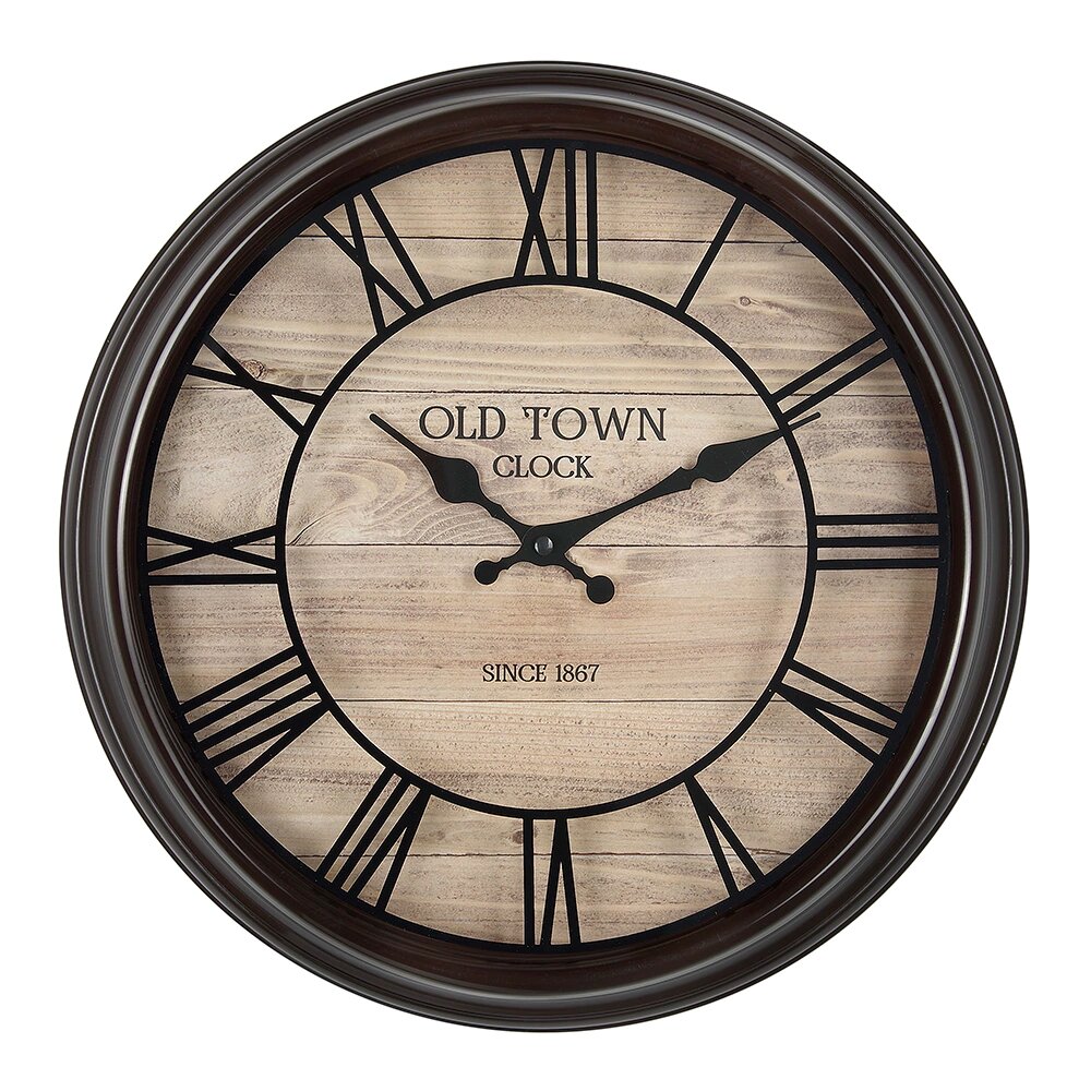 Часы настенные круглые Old town d30 см черные