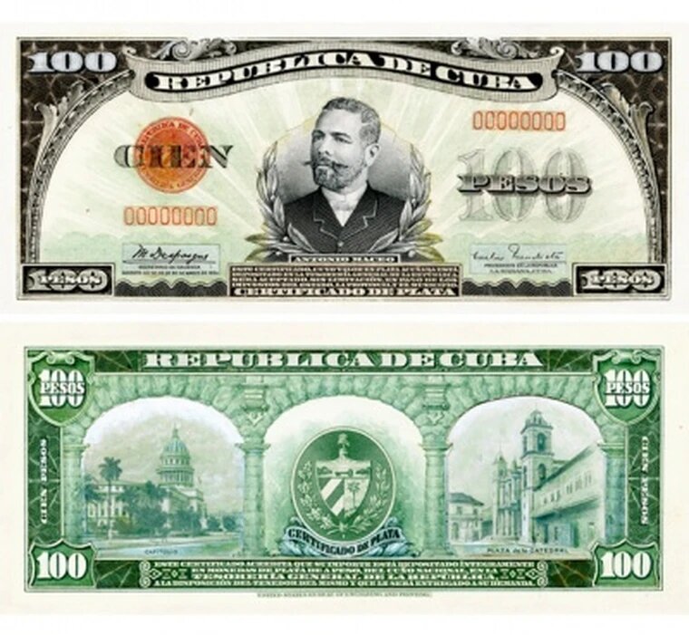 Куба 100 песо 1934 серебряный сертификат, сувенирная копия, банкноты и купюры редкие коллекционные