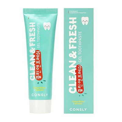 CONSLY Toothpaste Паста зубная гелевая Clean&Fresh с экстрактами гинкго билоба и морских водорослей Gingko Biloba & Seaweed Gel Toothpaste, 105 г