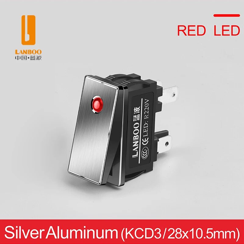 LANBOO 2810.5 выключатель 16А Red(Silvery Panel), 220 В