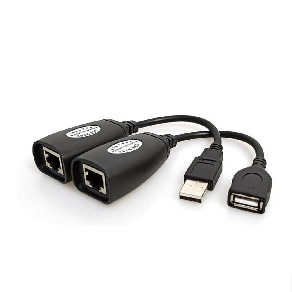 2 шт. USB-удлинитель UTP через одиночный кабель RJ45 Ethernet CAT5E 6, кабель до 150 футов Lan Network Ethernet Repeater Cable