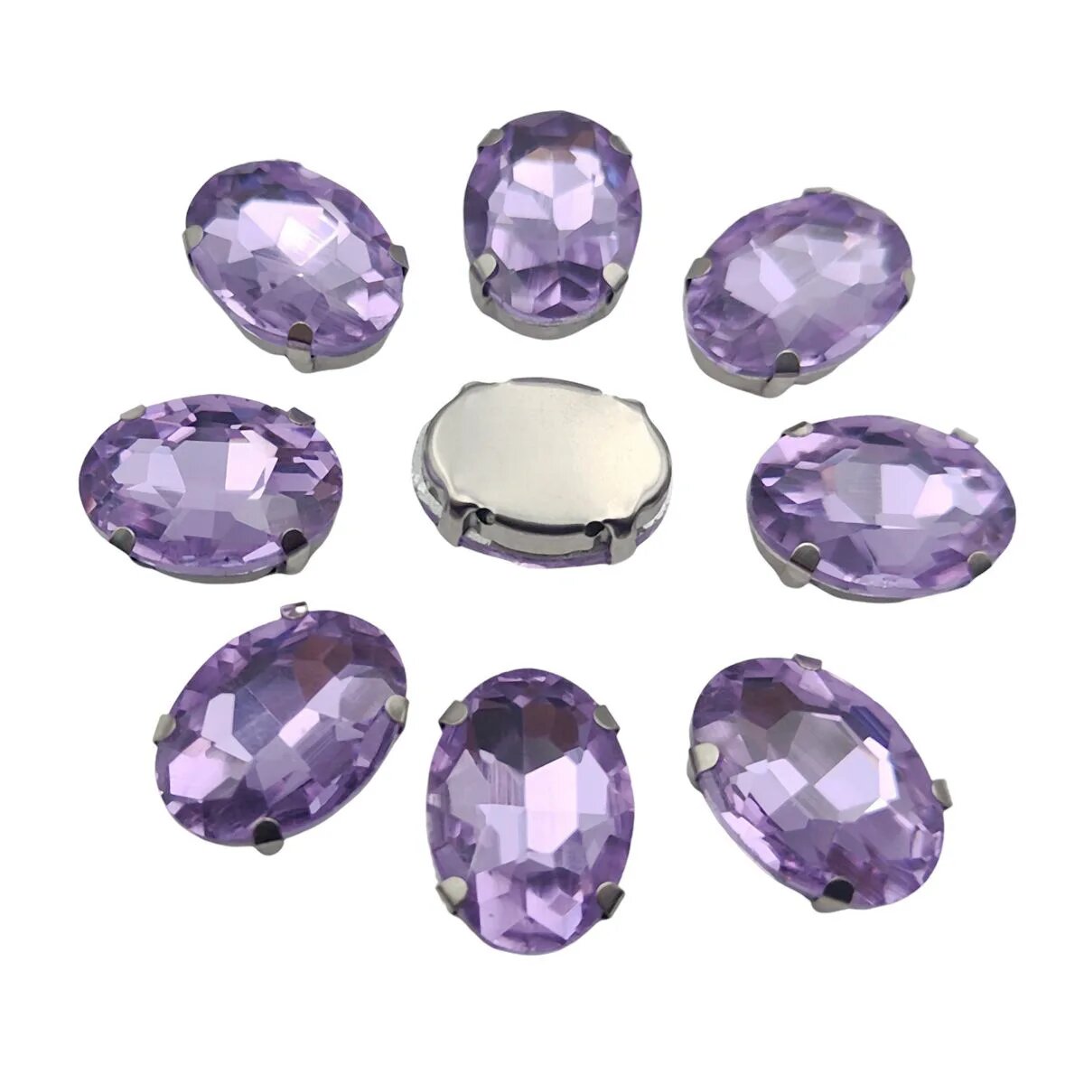 Стразы овальные фиолетовые 13x18mm 20шт