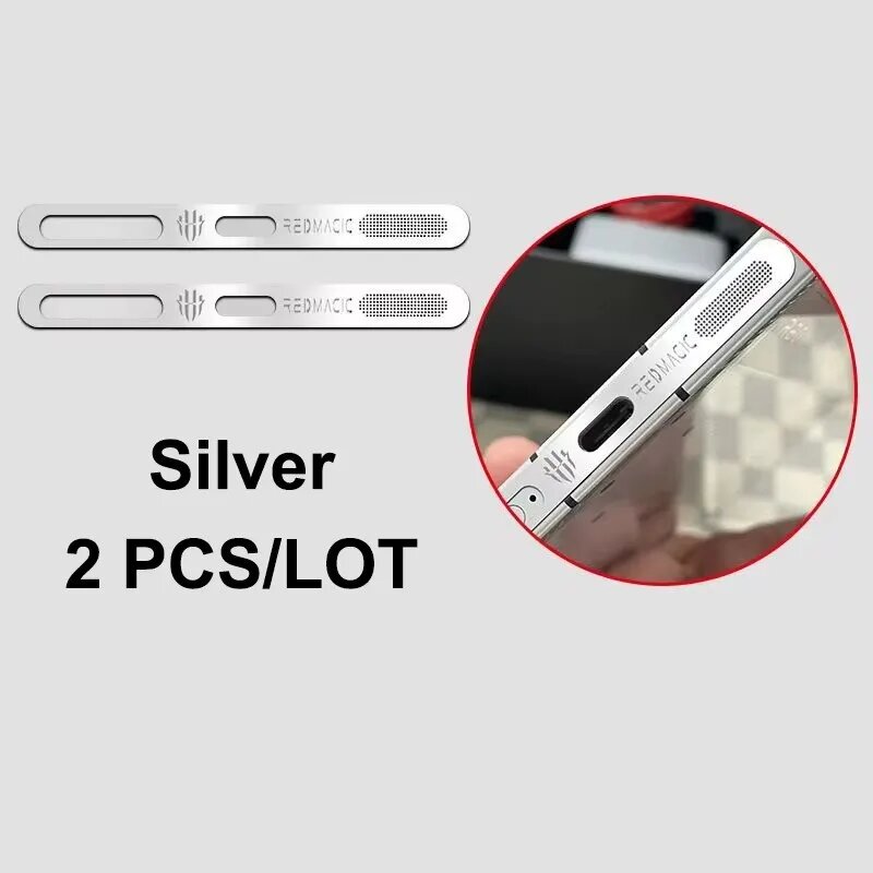 Red Magic 9S Pro пылезащитные сетчатые наклейки для телефона Nubia Red Magic 8 8s Pro, отверстие для динамика, противопыльная сетка, пылезащитный чехол 9 Pro Серебряный, Sliver 2 pcs, Red Magic 9 Pro