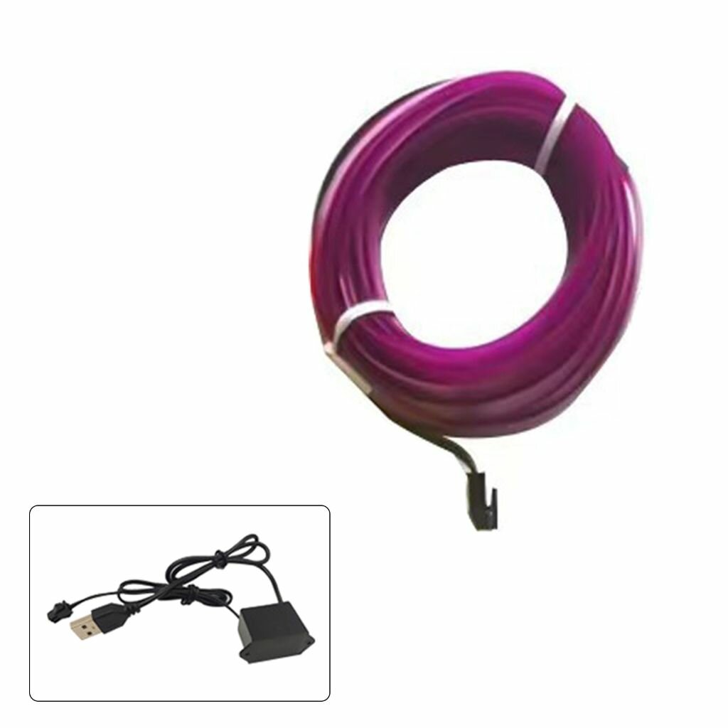 Фара, Светодиодная атмосфера для автомобиля - фиолетовый - 3 метра, USB-штекер, 1 шт