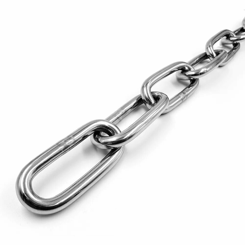 Нержавеющая цепь KREPFIELD 6x42 мм, DIN 763, А2, сварная, длиннозвенная, 2 м, создания страховочных растяжек