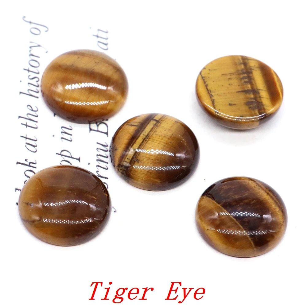Кабошоны из агата 5 шт, 6-25 мм Коричневый, 20mm (5pcs), Tiger Eye
