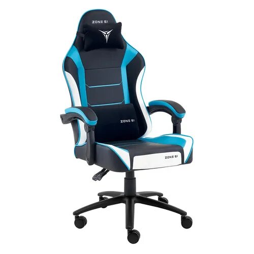 Кресло игровое ZONE 51 Invader, крест 5-лучевой, эко. кожа, черный/голубой/белый [z51-vad-bl]
