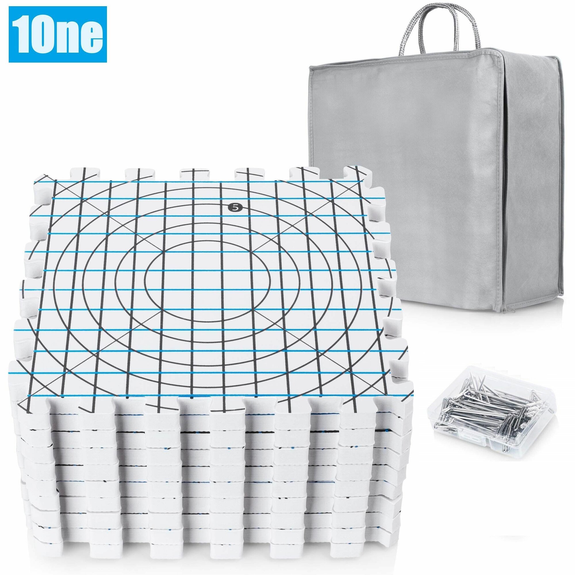 Коврик для блокировки вязаных изделий, толстый пенопластовый набор с линиями и кругами, 100 Т-иголок и сумка для храния, блокировочная подложка для вязания крючком, кружева и иглы