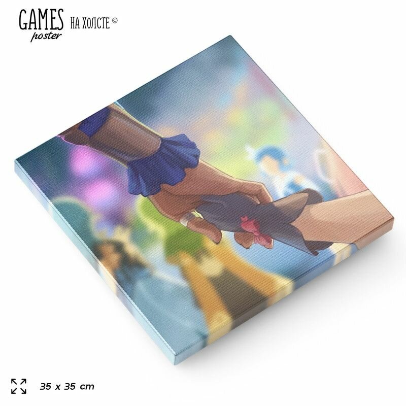 Картина по игре Геншин Импакт, Genshin Impact, Кейа и Кли, 35х35 см, холст с печатью на подрамнике, интерьерная, SilverPlane