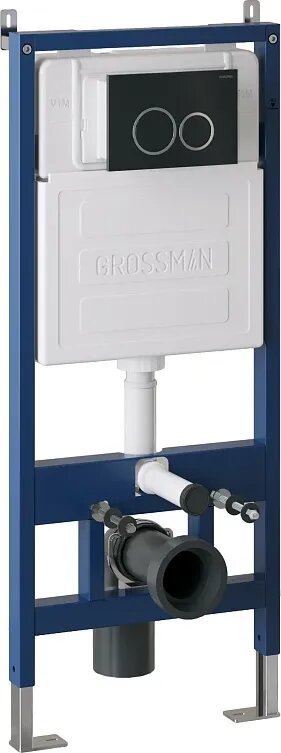 Система инсталляции Grossman Galaxy 97.01.210 для унитазов с черной матовой кнопкой смыва