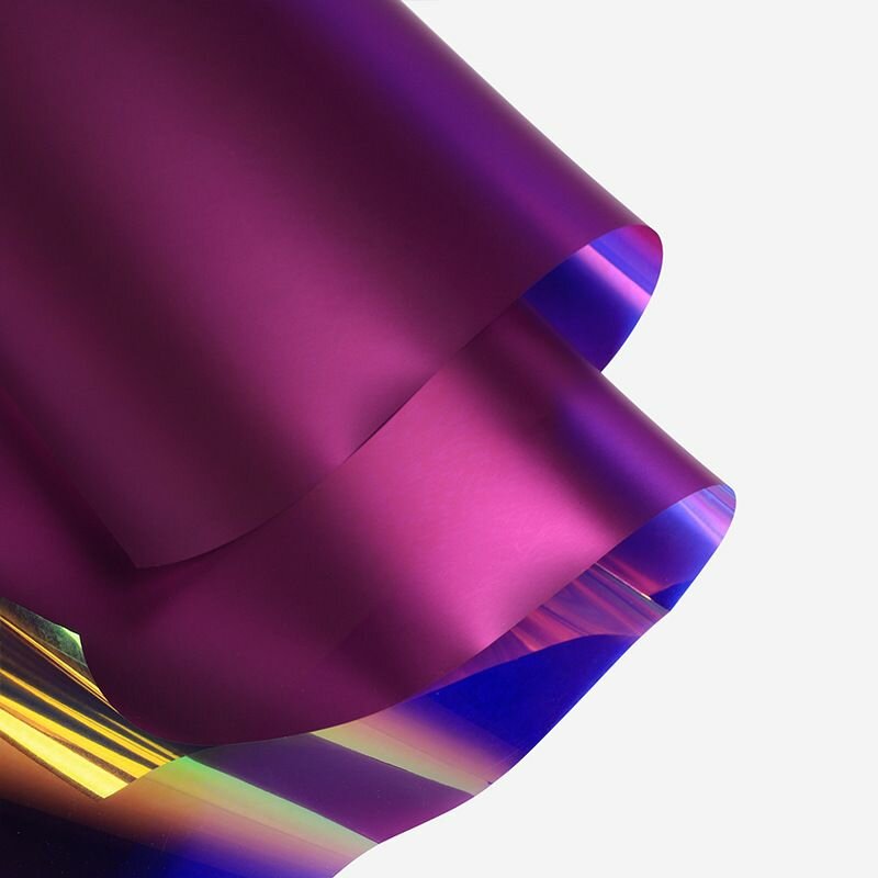 Пленка матовая для упаковки цветов, подарков "Голографический" пурпурный 50х50 - 10 шт.