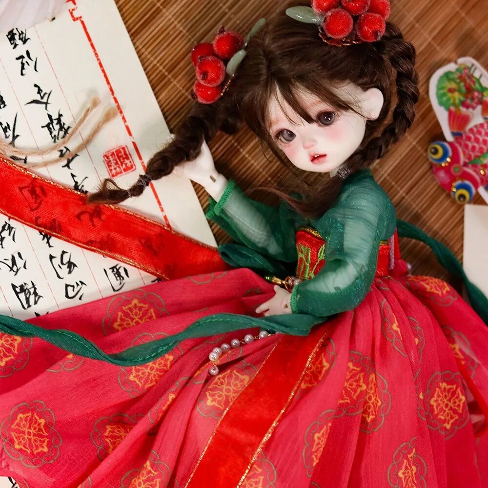Кукла BJD 30 см, платье красный, цвет 08