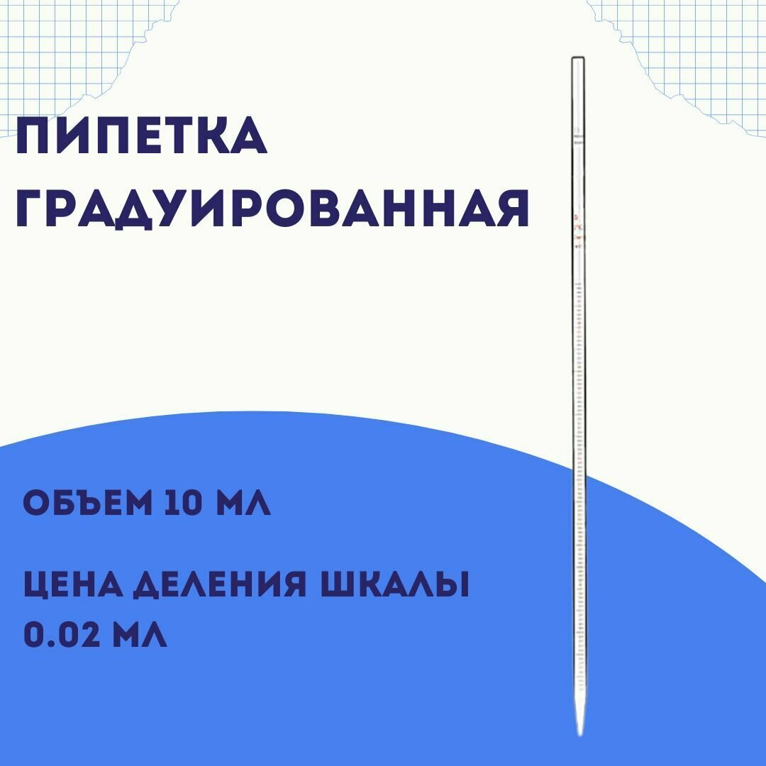 Пипетка градуированная 3-2-2-10 для отбора проб жидкостей определенного объёма