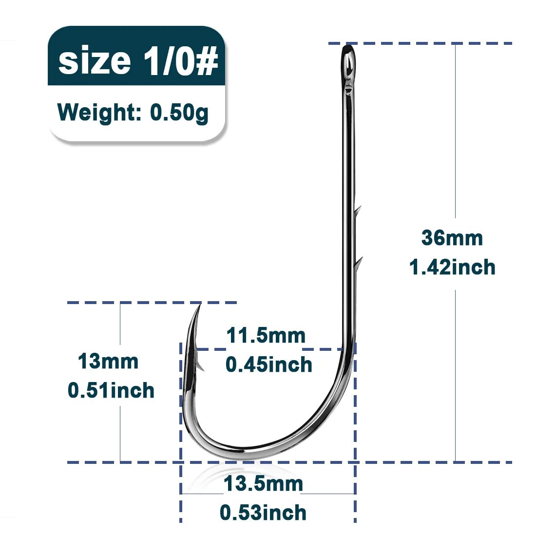 Рыболовные крючки Baitholder 1/0, 100 шт, Size-1-0 gap-11.5mm