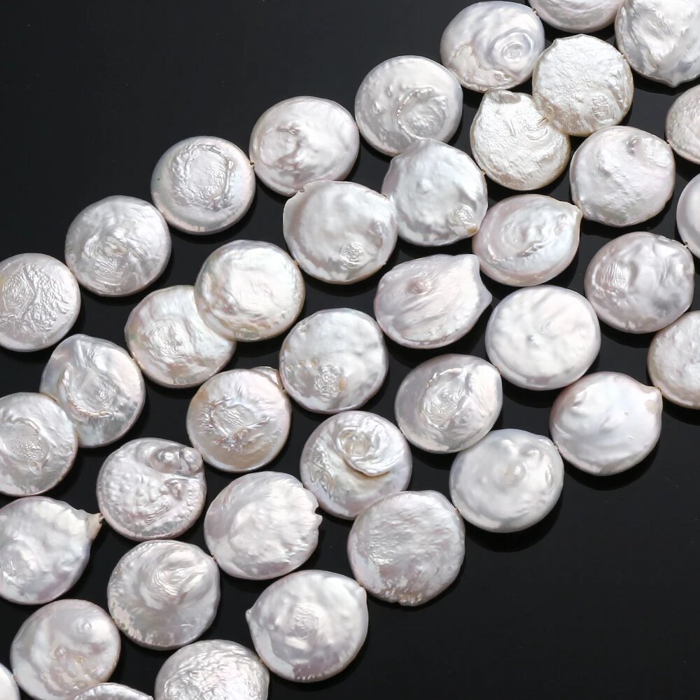 Пресноводные жемчужные бусины IYKWIM плоские круглые 2/4/6 шт 4pcs, Flat Round 12-13mm