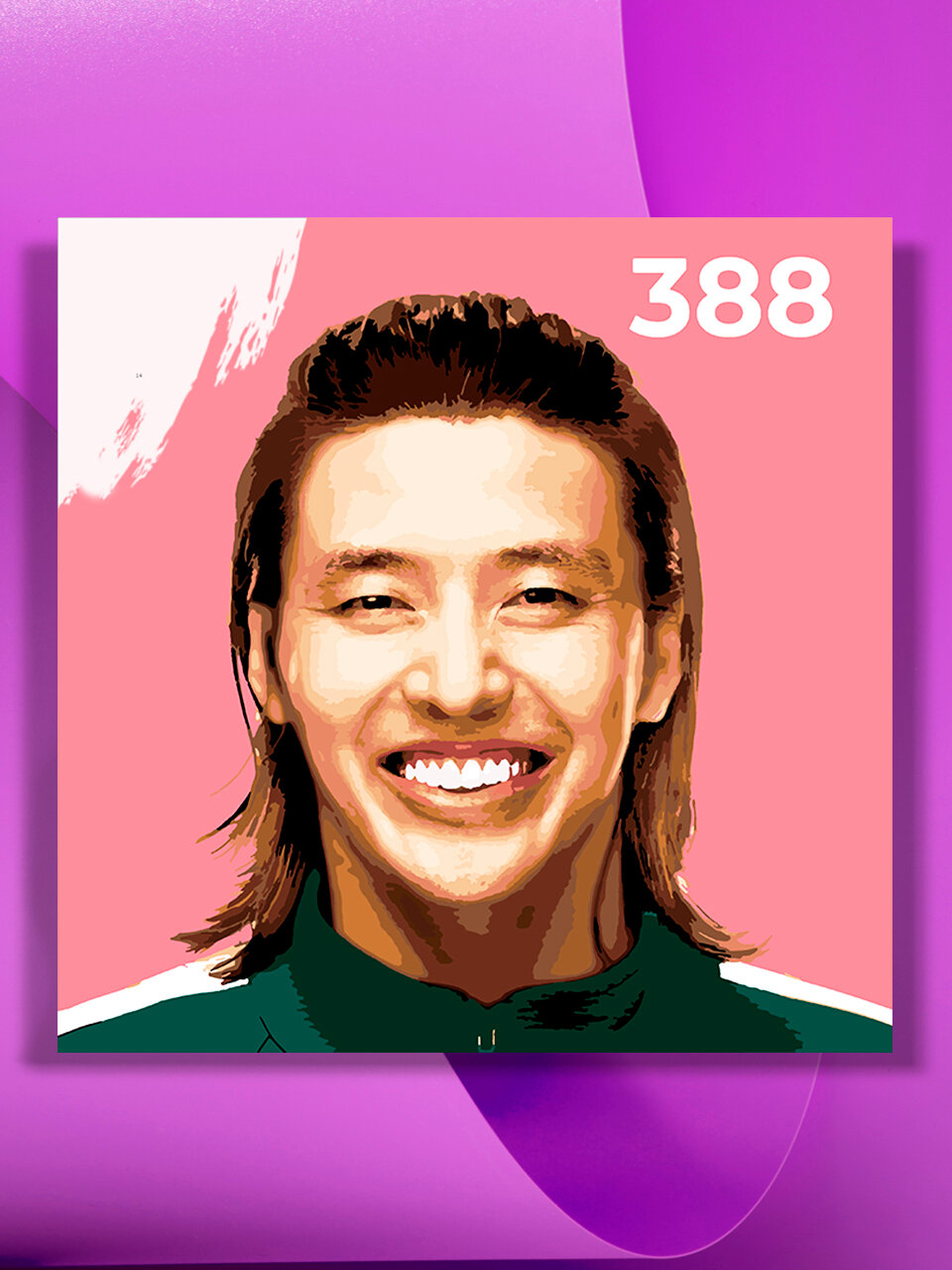 Картина по номерам на холсте Игра в кальмара 2 - Дэ-хо игрок 388, 40 х 40 см