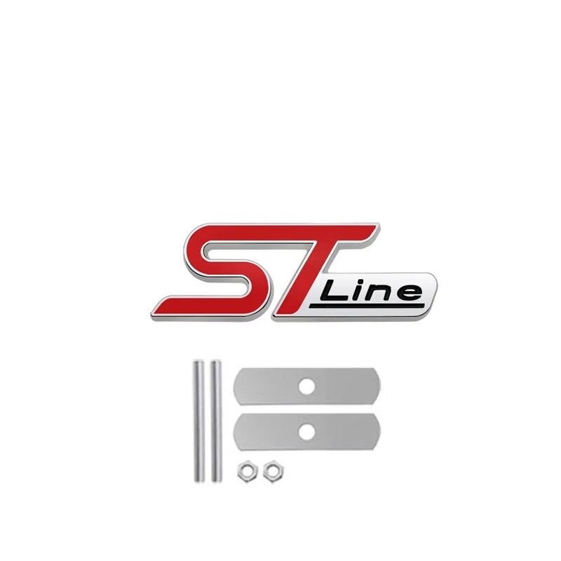 Металлическая эмблема Ford ST Line Silver Red