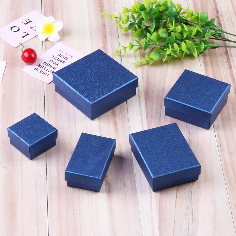 Подарочные коробки Baolan из крафт-бумаги для украшений Темно-синий, 7x9x3cm, picture show