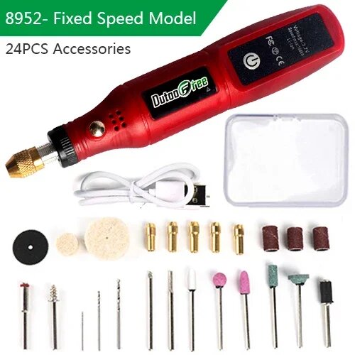 Дрель Dutoofree 8952, Fixed Speed -Red, 24 аксессуара