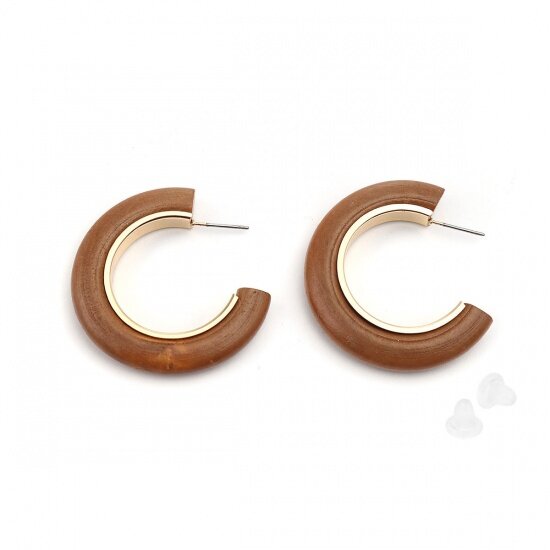 Комплект серег, дерево