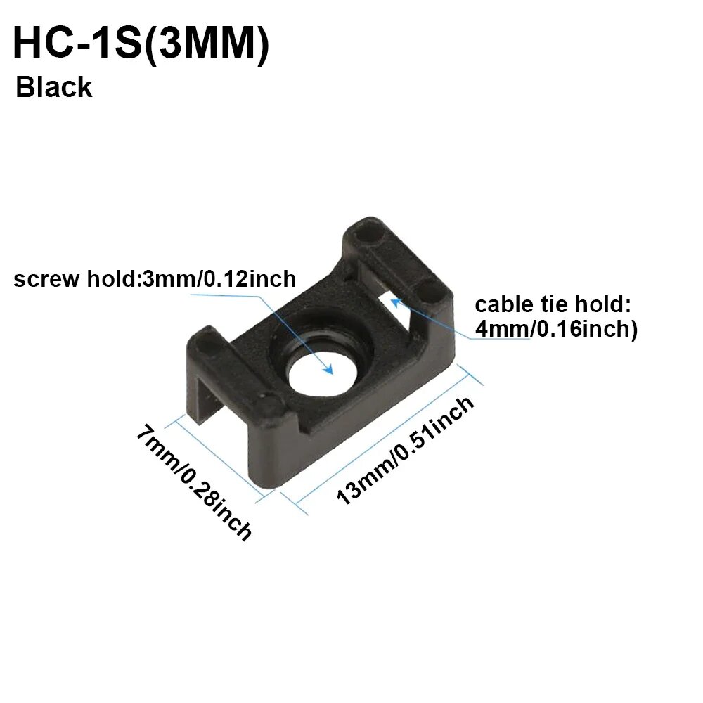 Крепление для кабеля HC-1S Black, 3 мм, 4 мм