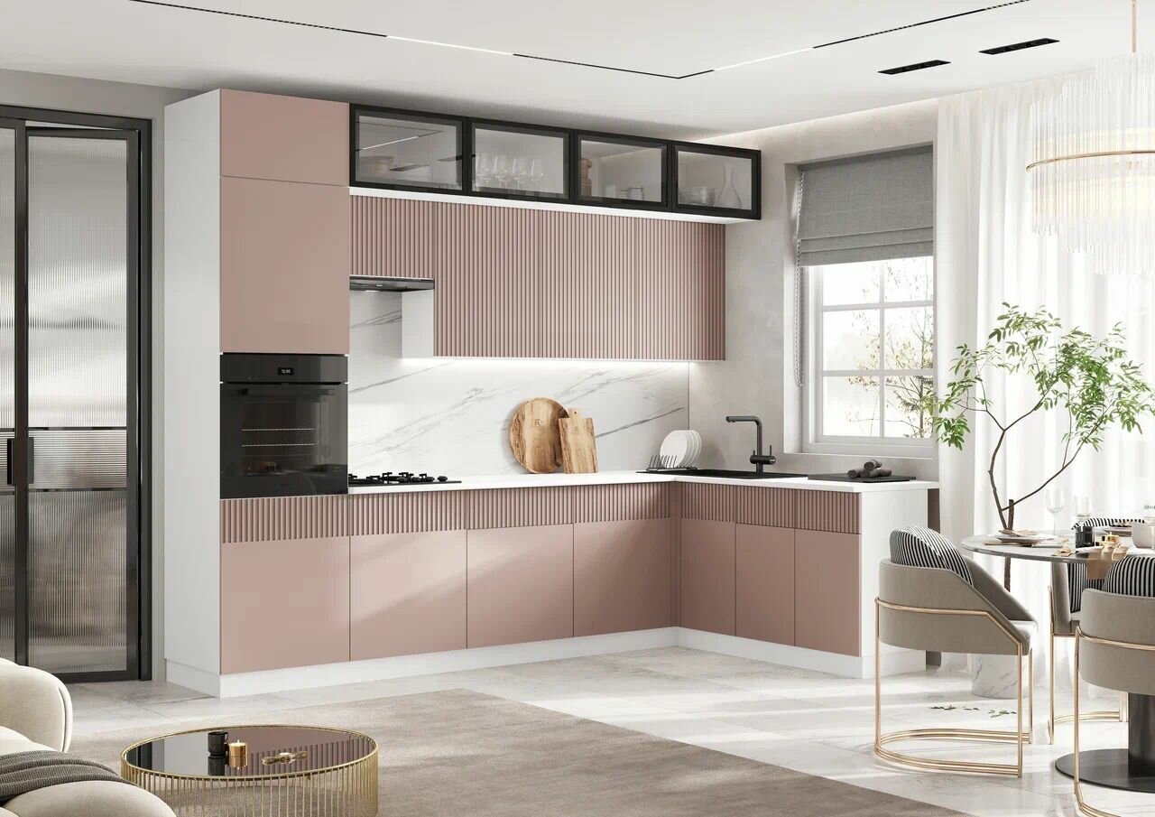 Кухонный гарнитур NEW 3.0х1.8 (Шарли Pink, Белый)