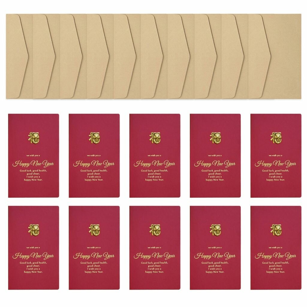 Приглашение, Новогодние открытки с cartoon змеей 2025 года - Богатая змея C, 1 упаковка 10 штук