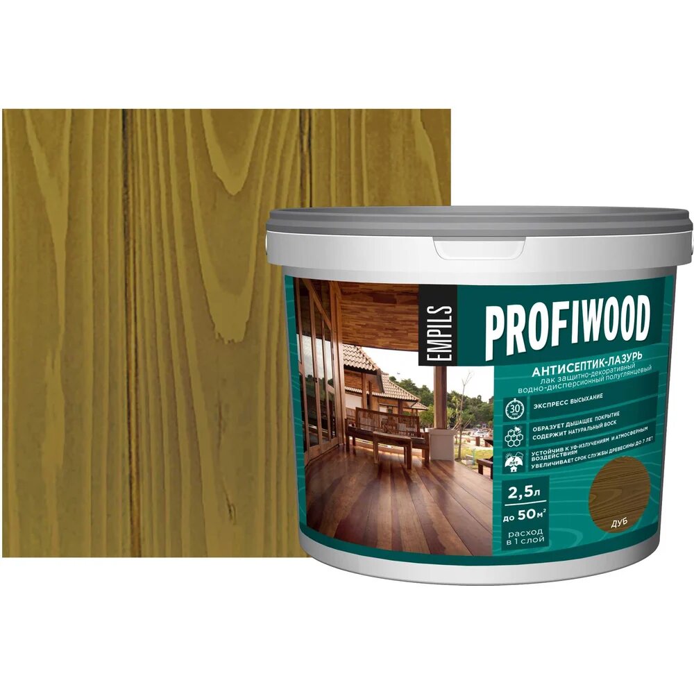 Profiwood Антисептик лазурь декоративный атмосферостойкий ВД дуб 2.5 л 2.5 кг 4003