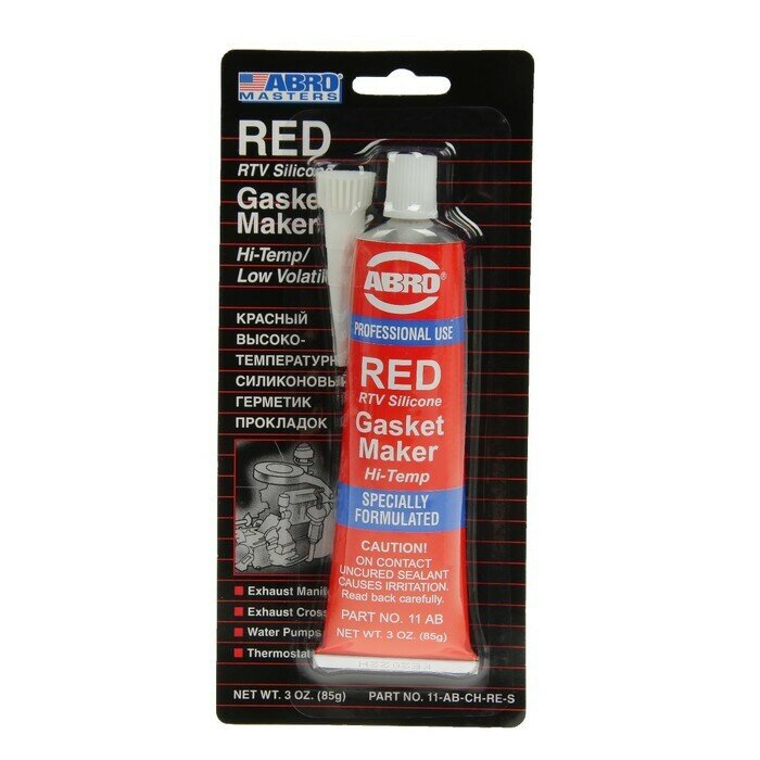Герметик прокладок ABRO Masters, красный, силиконовый, высокотемпературный, 85 г