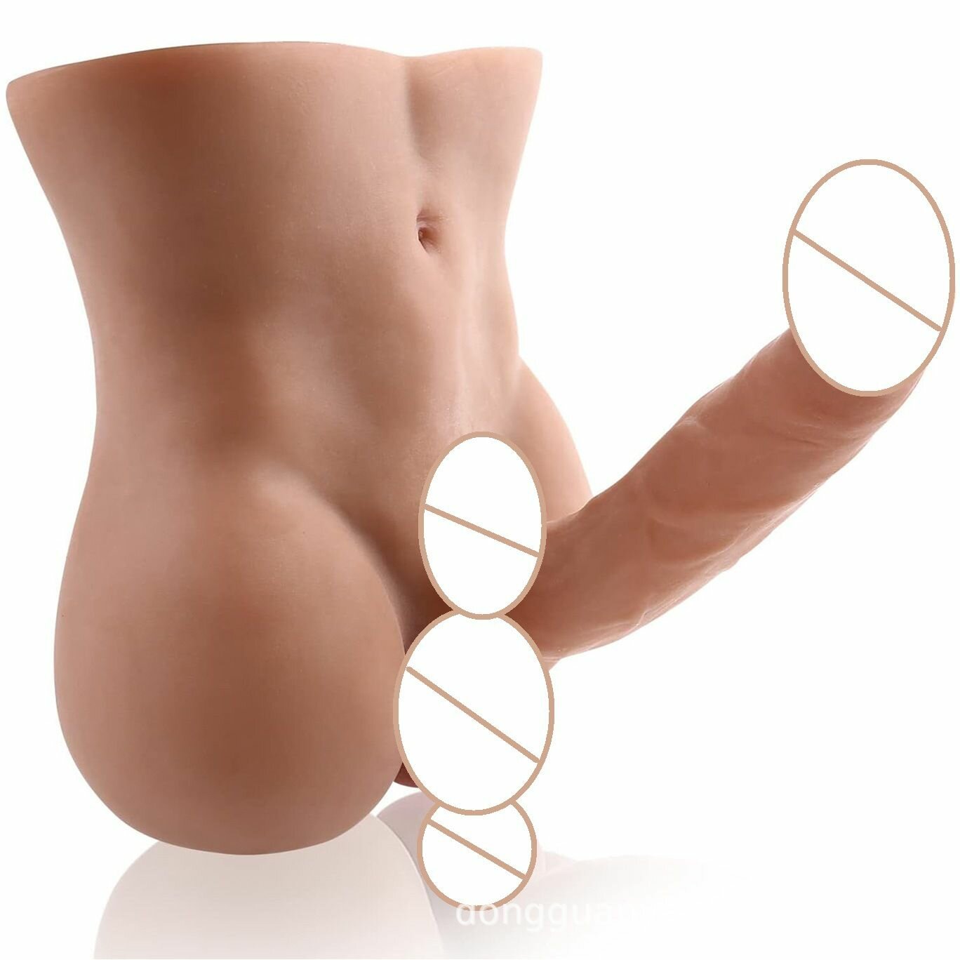 Коричневый мужской модельный дилдо 20см