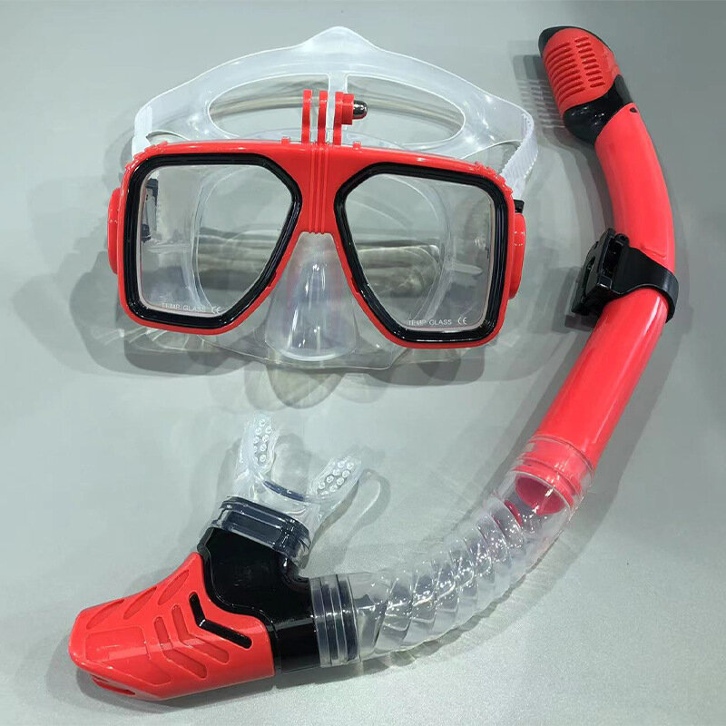 Маска для дайвинга Erbao, с трубкой, для взрослых, красная и черная