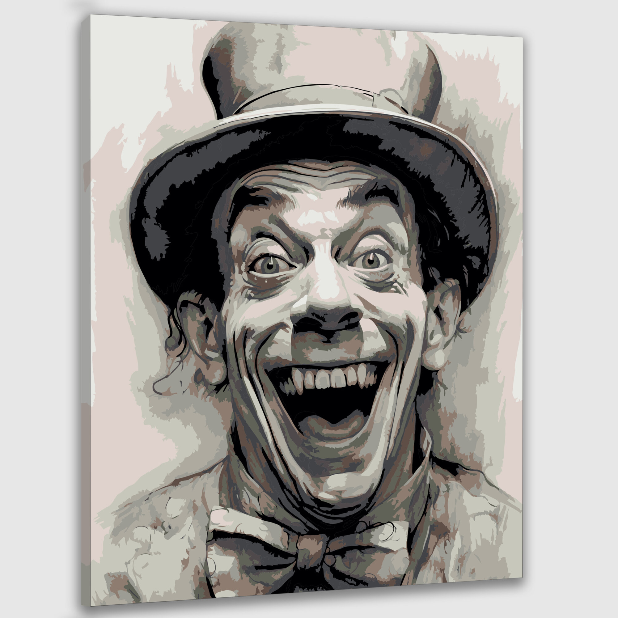 Картина по номерам 40x50 см, скоморох, набросок, уголь, гримаса, лицо, шут, растушевка, штриховка, глубина, текстура