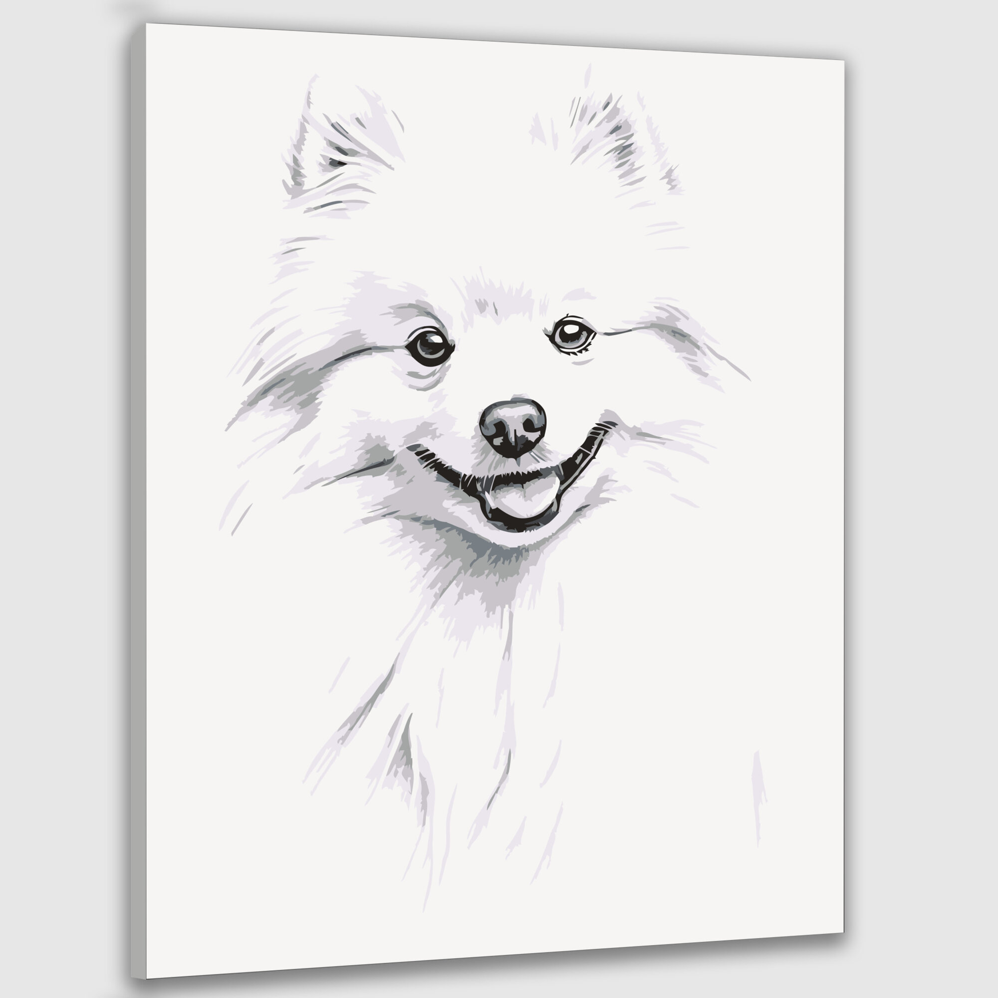 Картина по номерам 40x50 см, карандашный набросок, собака, порода шпиц, индивидуальность, умный взгляд, растушевка