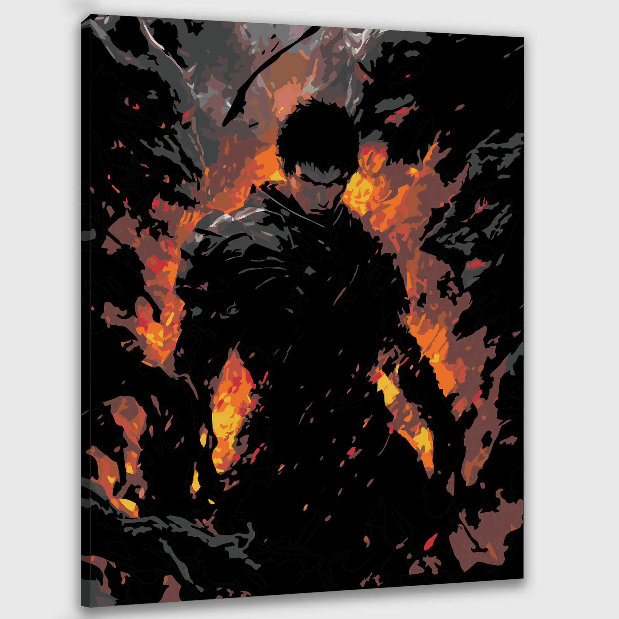 Картина по номерам 40x50 см, картина, цифровая, мрачная, насыщенная, главный герой, серия манги, Берсерк, бешеная битва