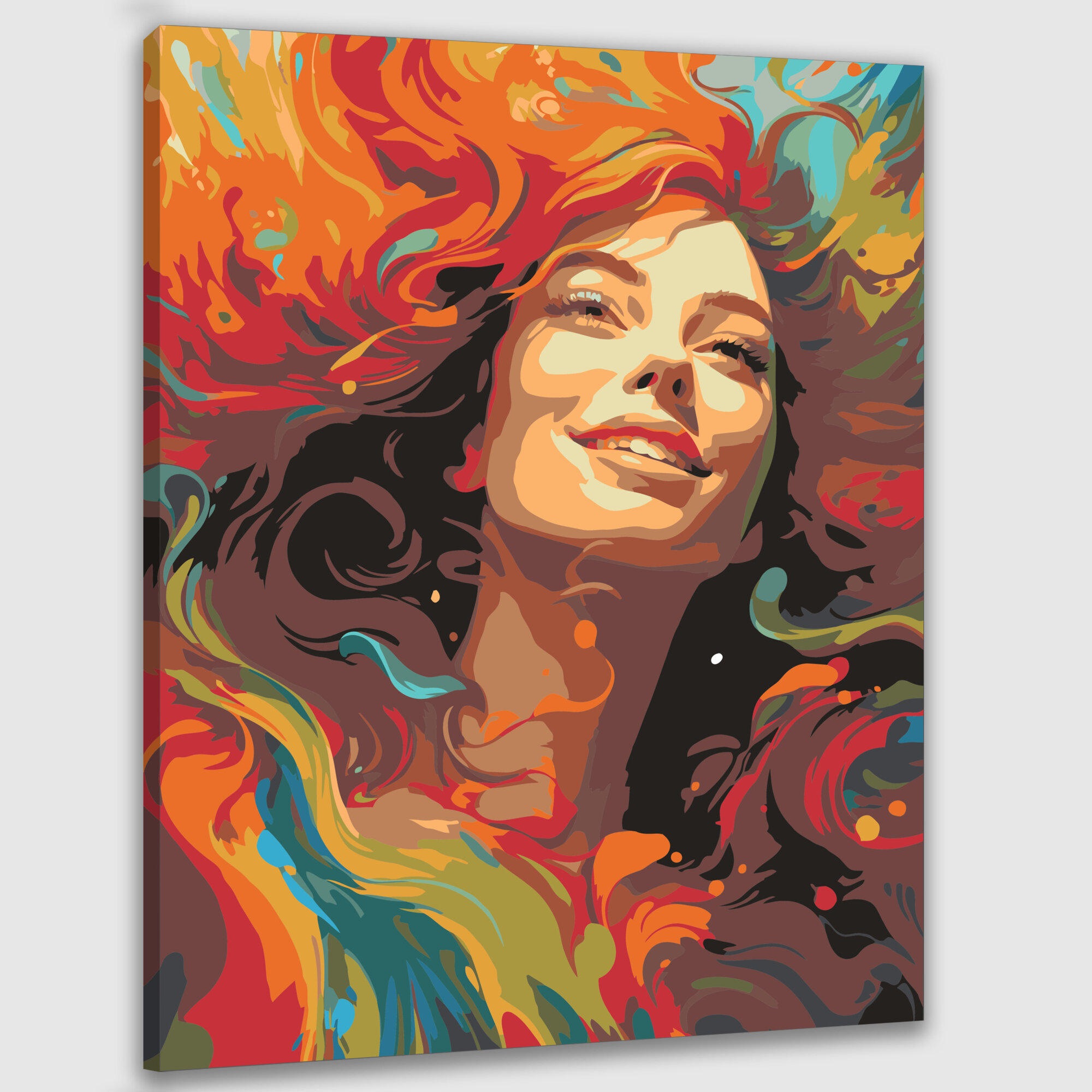 Картина по номерам 40x50 см, грация, красота, девушка, улыбка, глаза, радость, цветы, абстракция