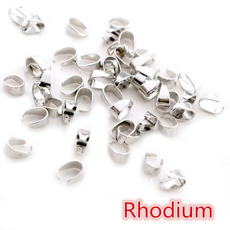 Зажимы для подвесок Rhodium, серебряные, 9x6x4mm, 50шт