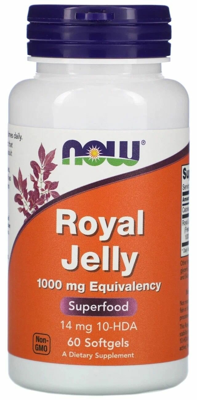 NOW Royal Jelly 1000 mg, Маточное молочко, 60 капсул