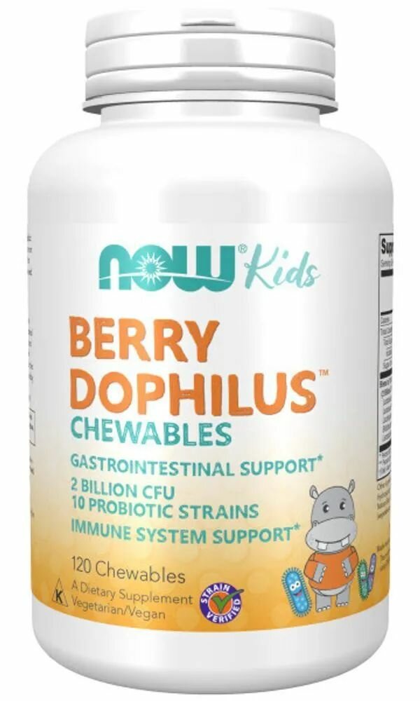 NOW Kids Berry Dophilus 120 chewables (10 пробиотических штаммов)