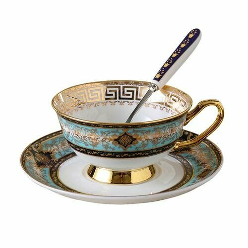 Европейские высококачественные кофейные чашки и соусы Bohemia Blue Coffee Coffee Coffee Coffee Suite Набор чайных чашек Английский подарочный набор