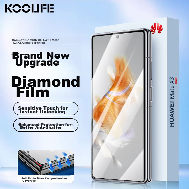 KOOLIFE Compatible with Huawei Mate X3/X5 Tempered Glass Screen Protector, Mate X3 Collector's Edition Phone Film Protective Cover, Foldable Protective Film, Full Coverage Front Screen, Anti-Scratch, High-Definition, Anti-Fingerprint