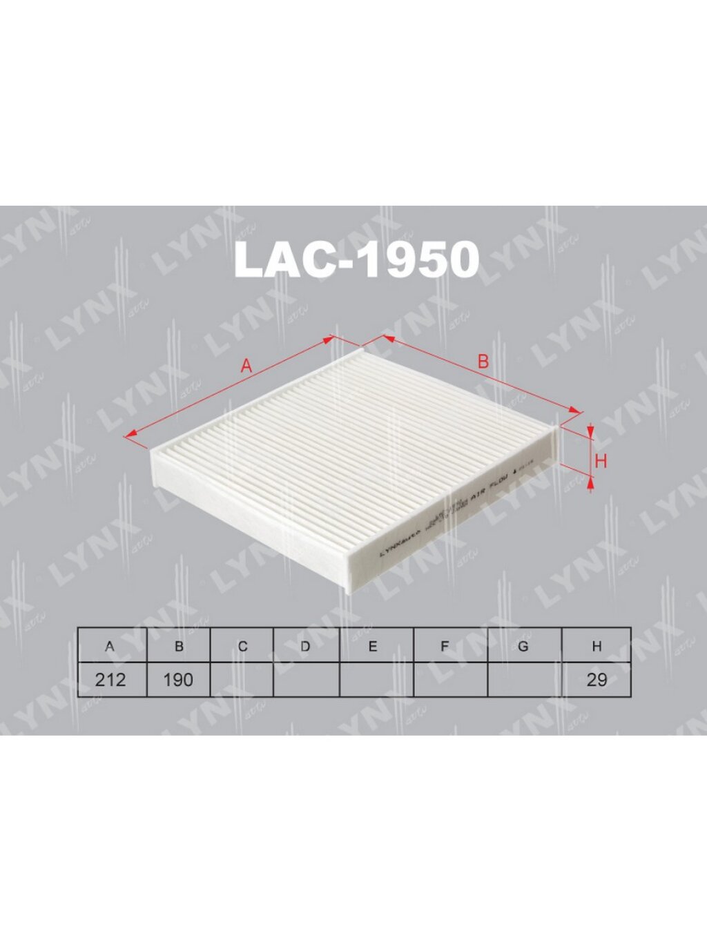 Фильтр салона LYNXauto LAC-1950