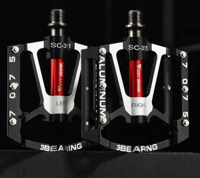 Педали алюминиевые 3 пром подшипника WEST BIKING SC311 черные