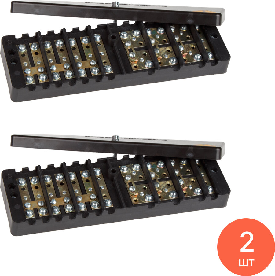 Коробка испытательная переходная КЭАЗ КИП-С-IP20 прямоугольная, с непрозрачной крышкой, огнеупорный полиамид черный, 220х68х33мм / электрика (комплект из 2 шт)